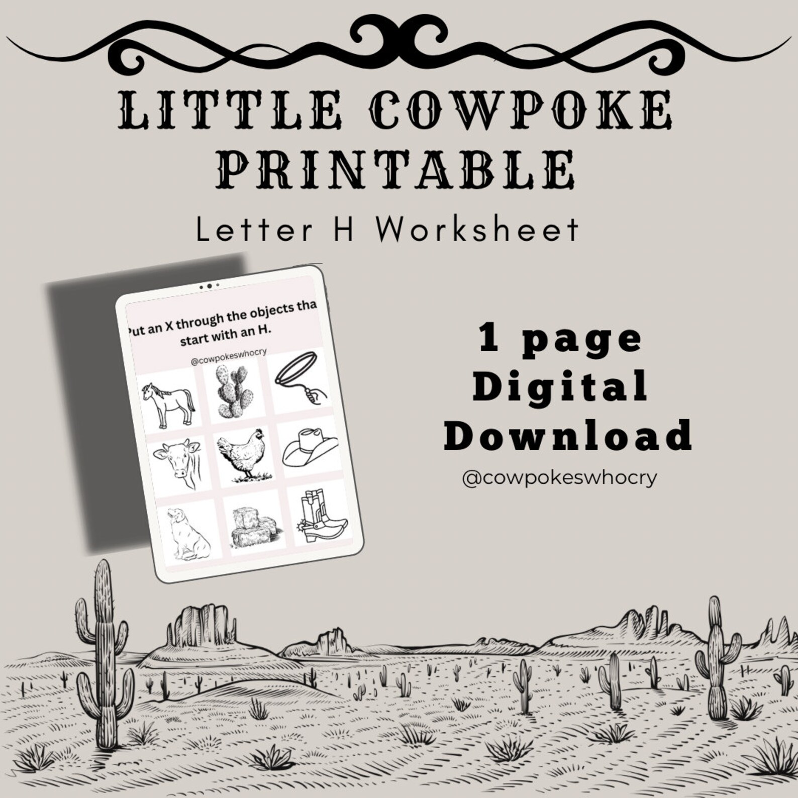 Little Cowpoke H Sounds Homeschool Handout Ranch and Farm Terms ...
