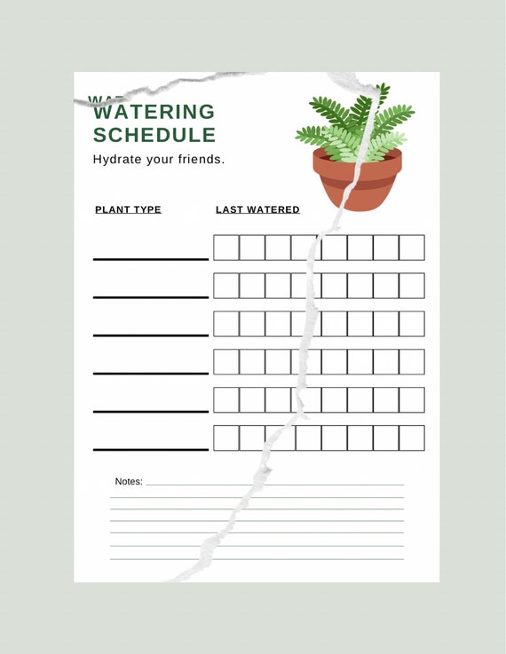 Light Green Simple House Plant Watering Schedule Template, 56% OFF