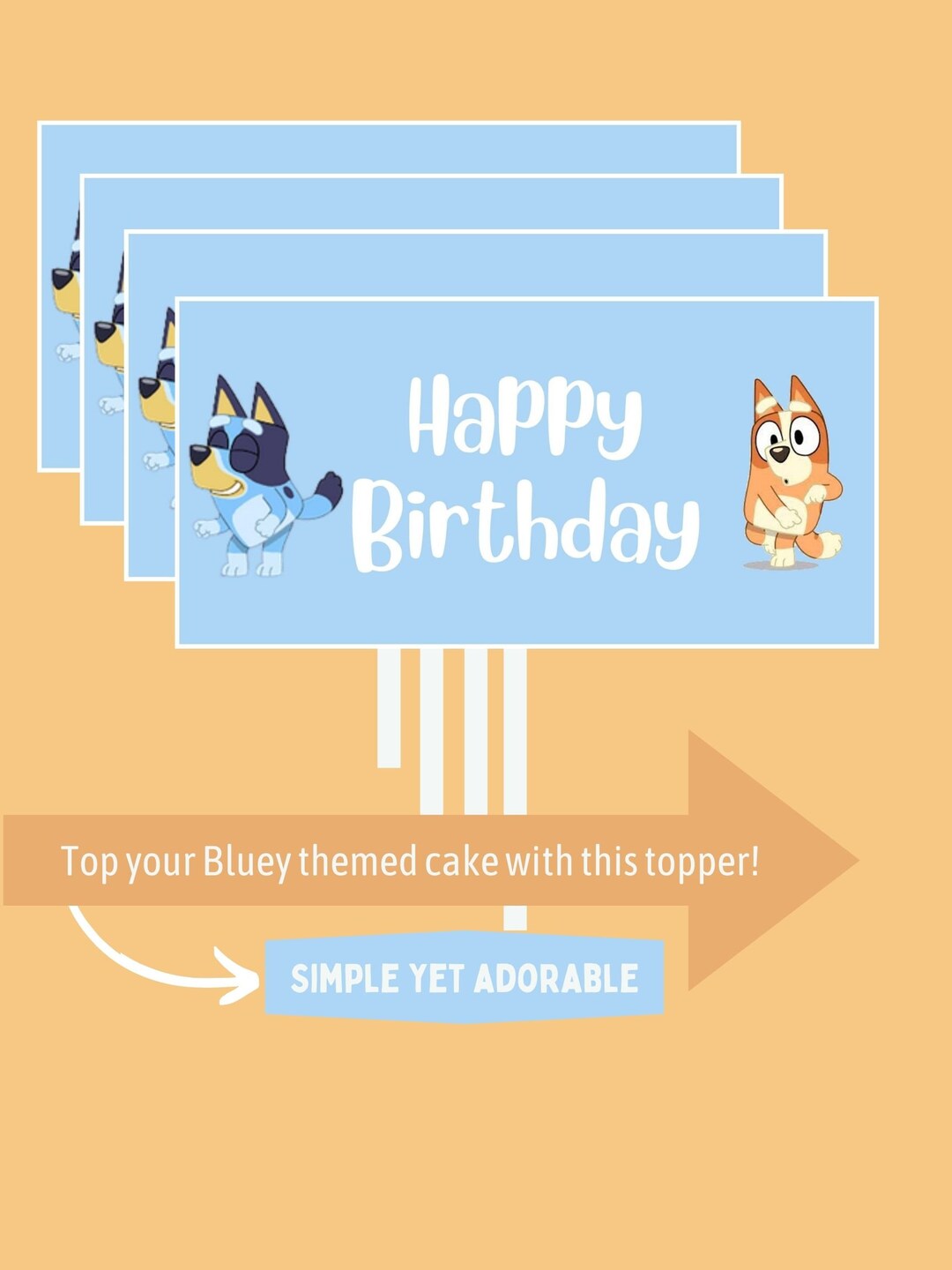 Minimalist Bluey Cake Topper - Downloadable Jpg File - Printable Topper ...