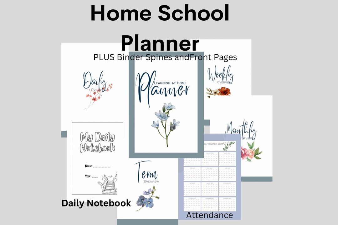 HOME SCHOOL PLANNER 2023 - Simple to Use, Floral Design With Bonus ...
