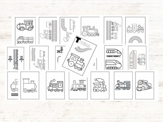 PRINTABLE TRAINS Colouring Bundle 20 Pages of Easy to Colour - Etsy