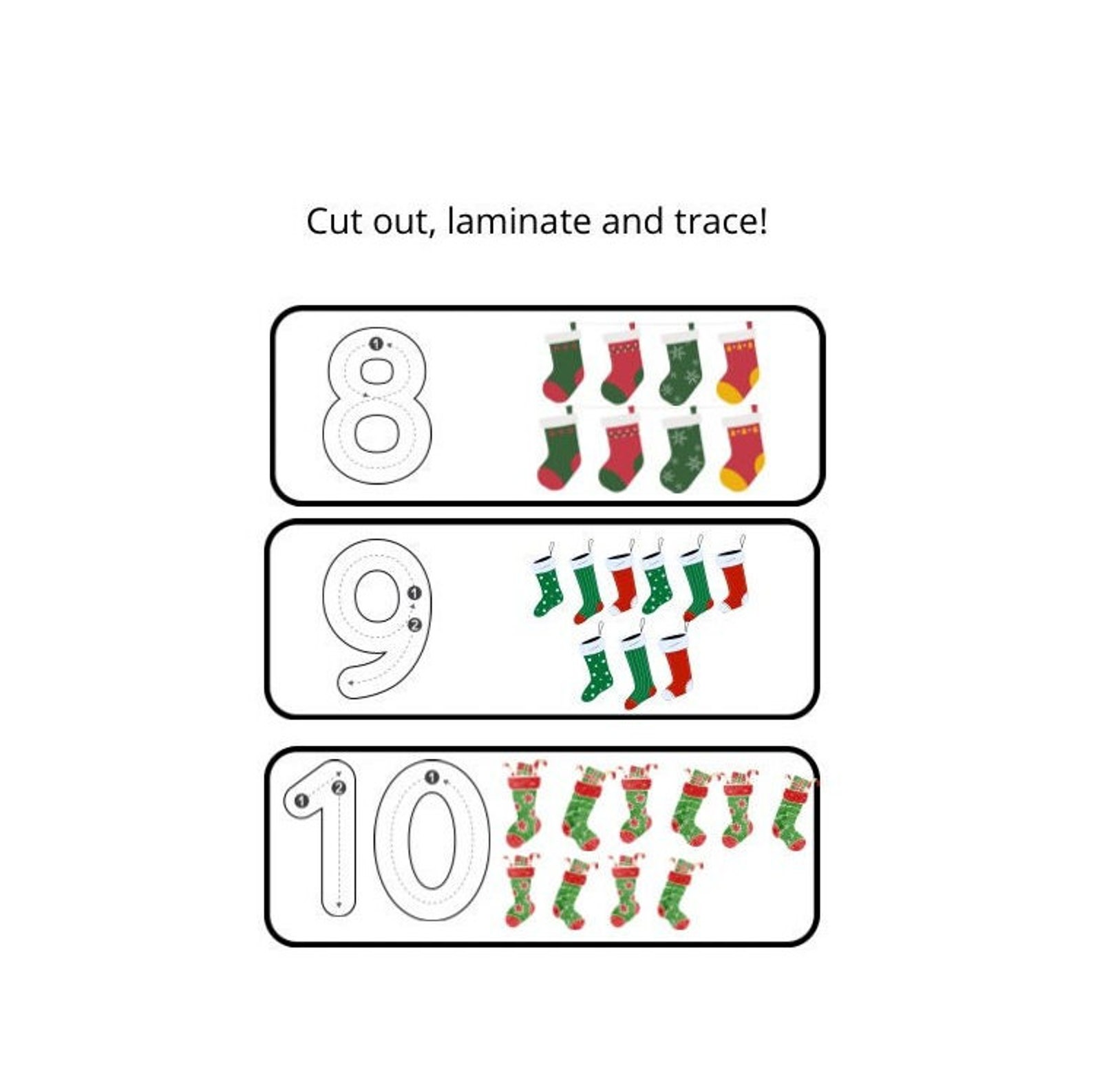 12 PRINTABLE FESTIVE Christmas Letter and Number Tracing Worksheets for ...