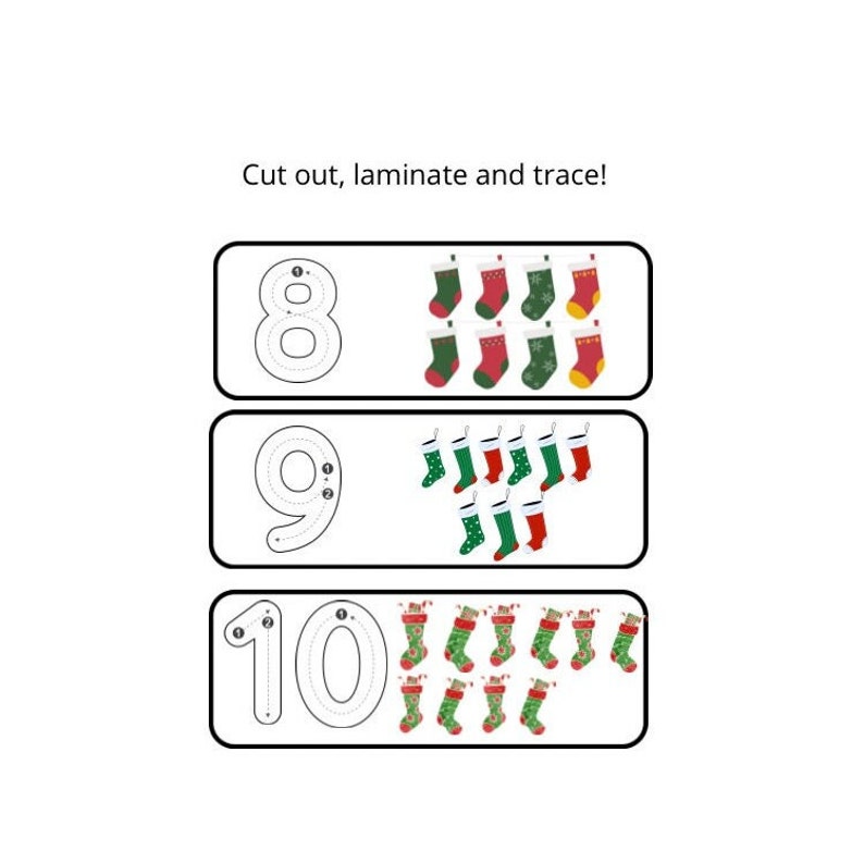 12 PRINTABLE FESTIVE Christmas Letter and Number Tracing Worksheets for ...