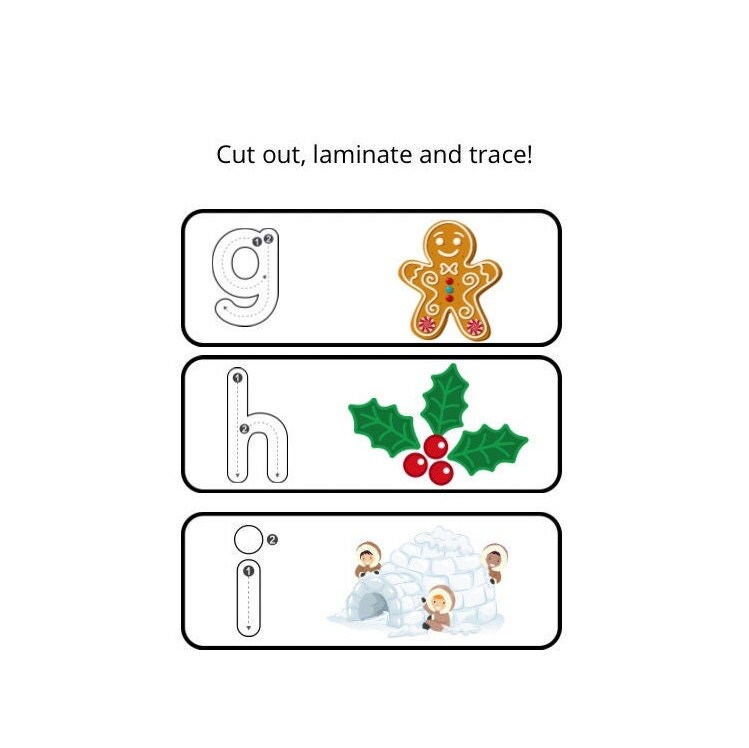 12 PRINTABLE FESTIVE Christmas Letter and Number Tracing Worksheets for ...