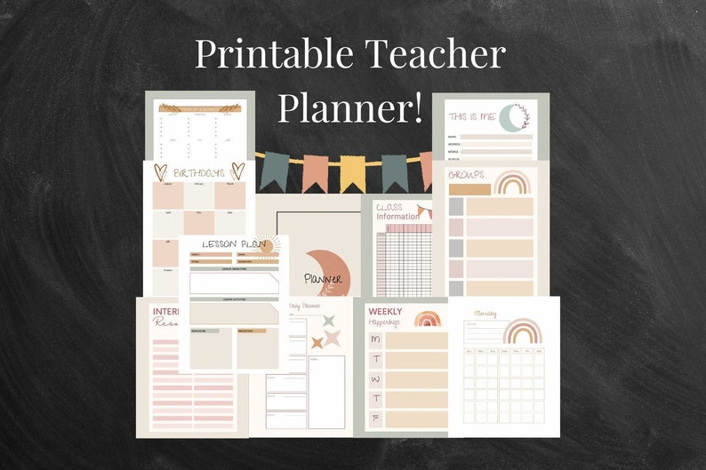 TEACHER PLANNER! Printable and Undated Boho Themed Simple Teacher ...