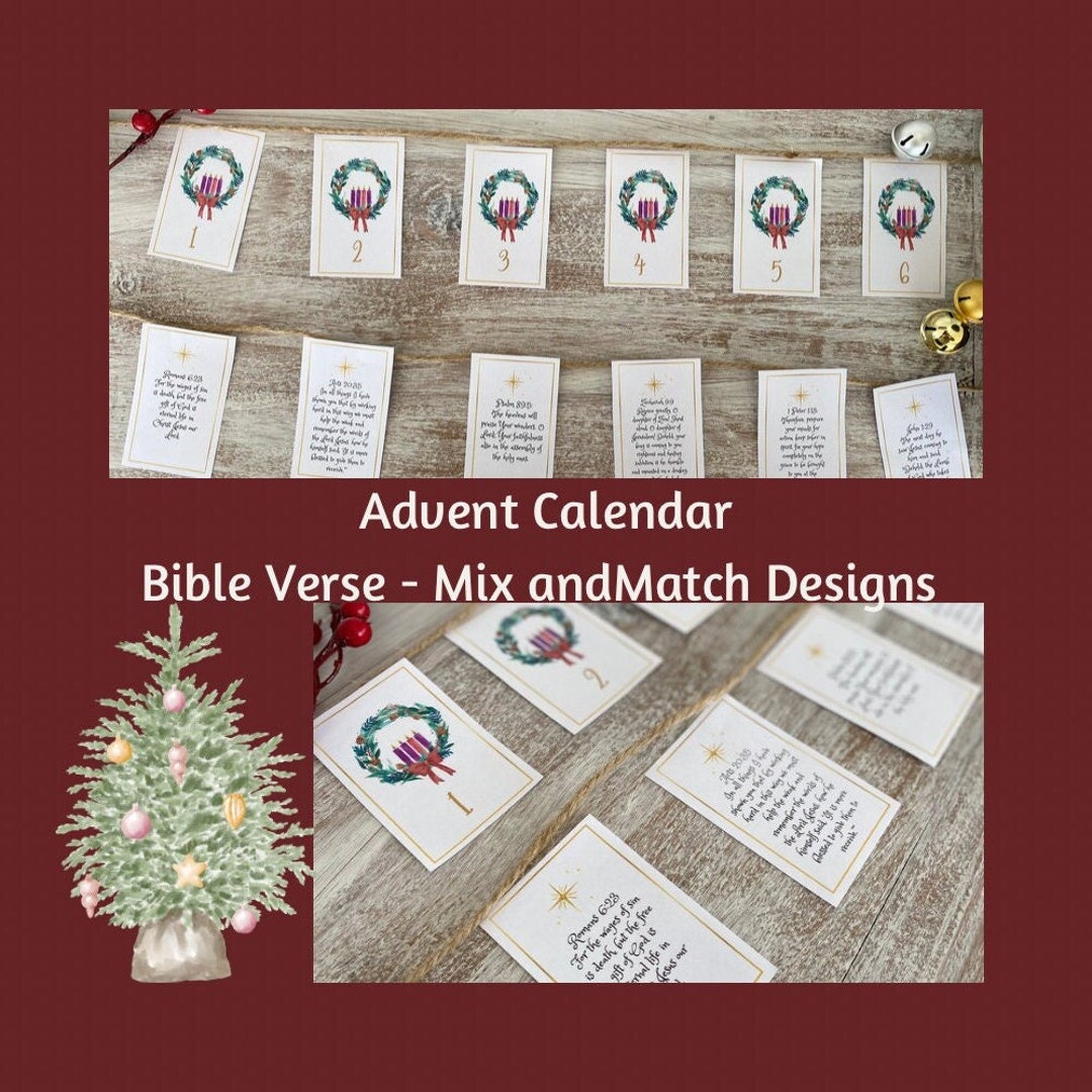 ADVENT CALENDAR - 25 Printable BIBLE Verse Cards and 25 Numbered 1-25 ...