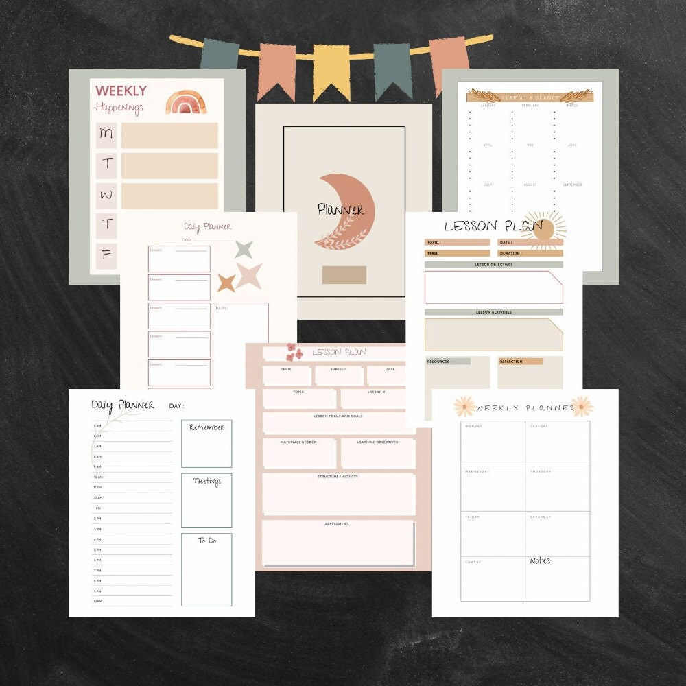 TEACHER PLANNER! Printable and Undated Boho Themed Simple Teacher ...