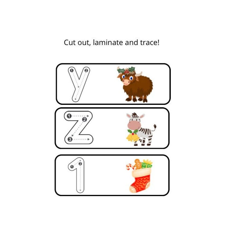 12 PRINTABLE FESTIVE Christmas Letter and Number Tracing Worksheets for ...