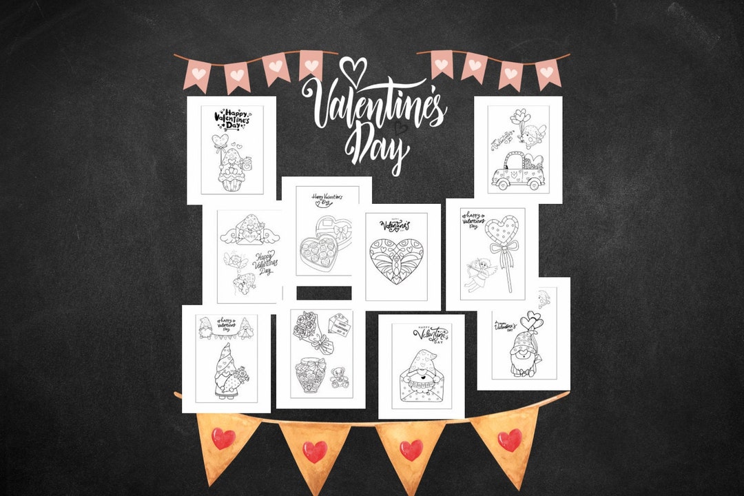 VALENTINES DAY PRINTABLE Cute Colouring Pages! 10 Pages of Easy to ...