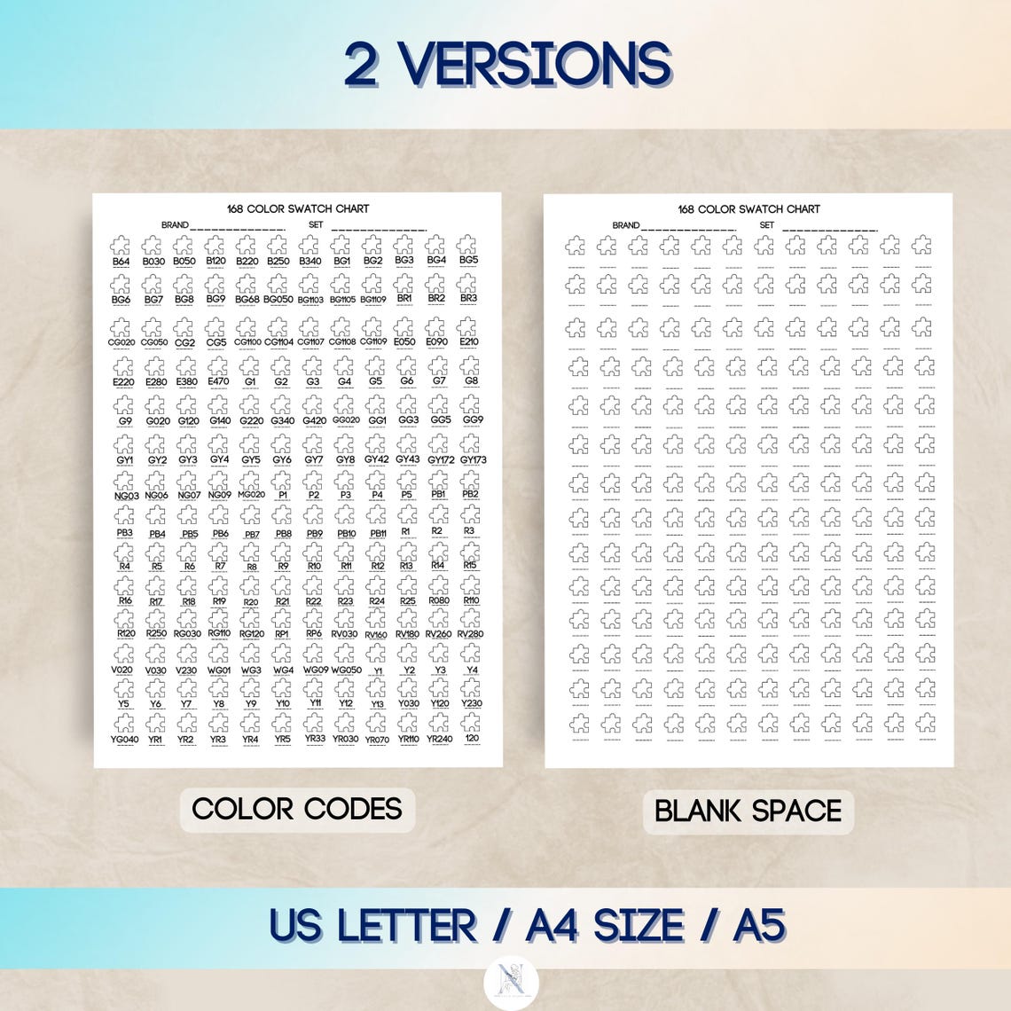 Ohuhu 120 Marker Swatch Chart, Puzzle Outline Coloring Swatch ...