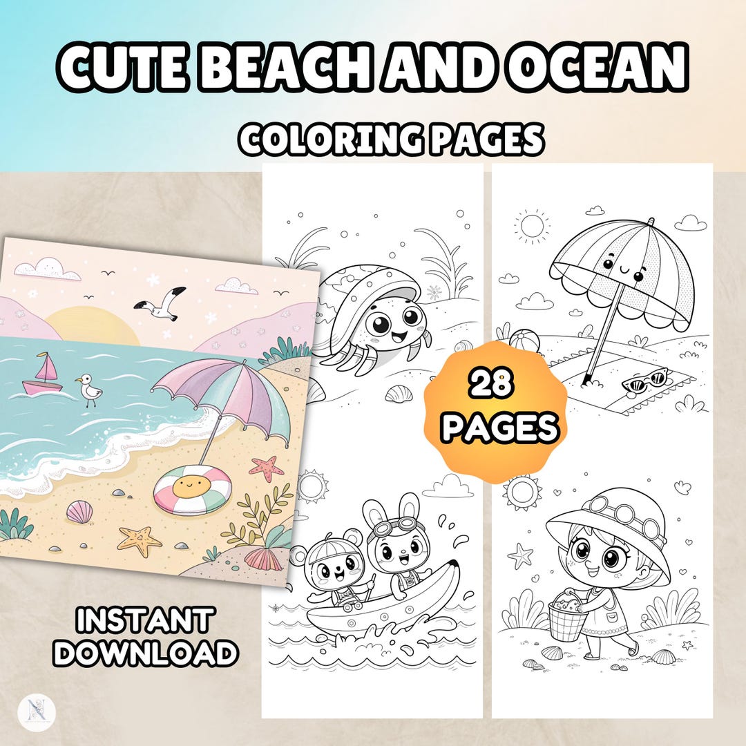 28 Cute Beach and Ocean Vibe Coloring Pages | 25 Printable Sea Life ...