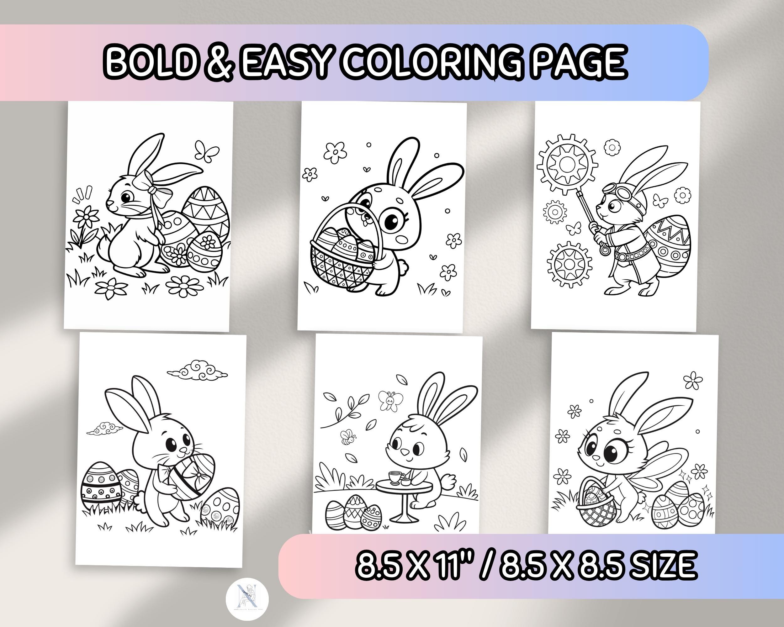 Cute Easter Bunny Coloring Pages, Easter Egg Hunt Coloring Challenge ...