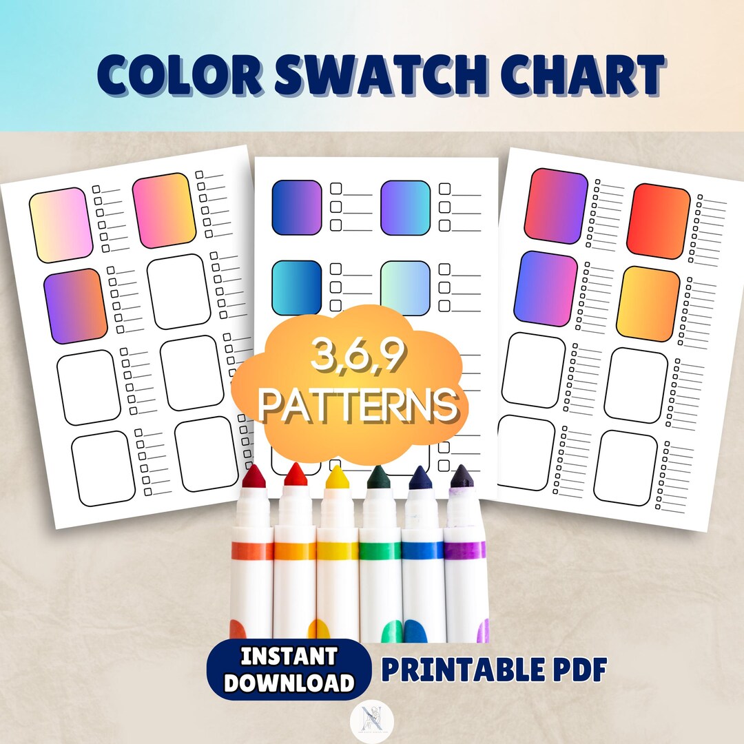 Pattern Color Swatch Chart, A4 Printable Blank Template Page Sheet ...