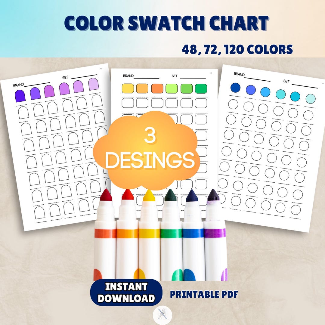 Color Swatch Chart, Marker Swatch Test, Color Swatch Chart Set Blank ...