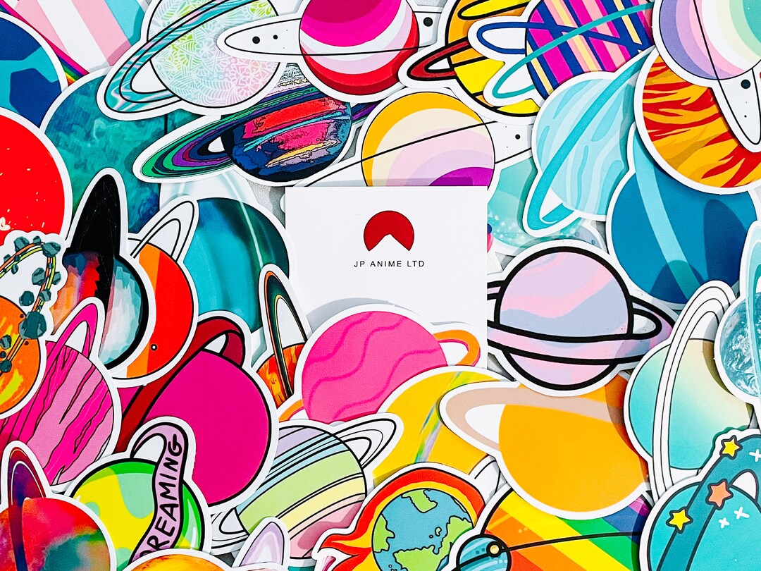 Random Colourful Planet Space Art Stickers Pack Waterproof Reusable ...