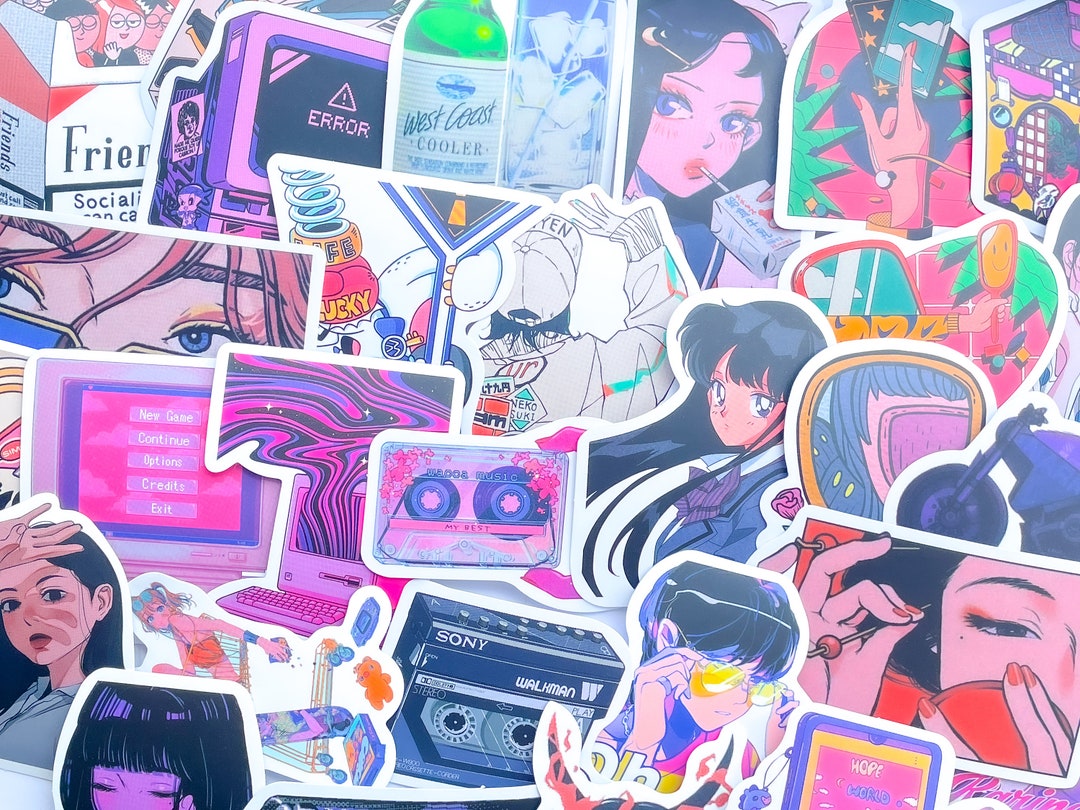 10 City Pop Wanderlust Cartoon Sticker Set Urban Art Decals for Laptop ...