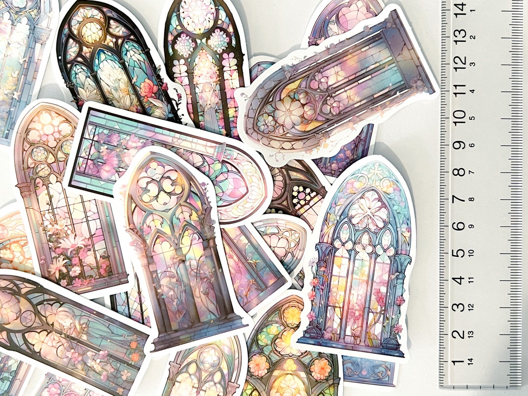 European Church Windows Sticker Set Set of 10 Designs Add Old-world ...