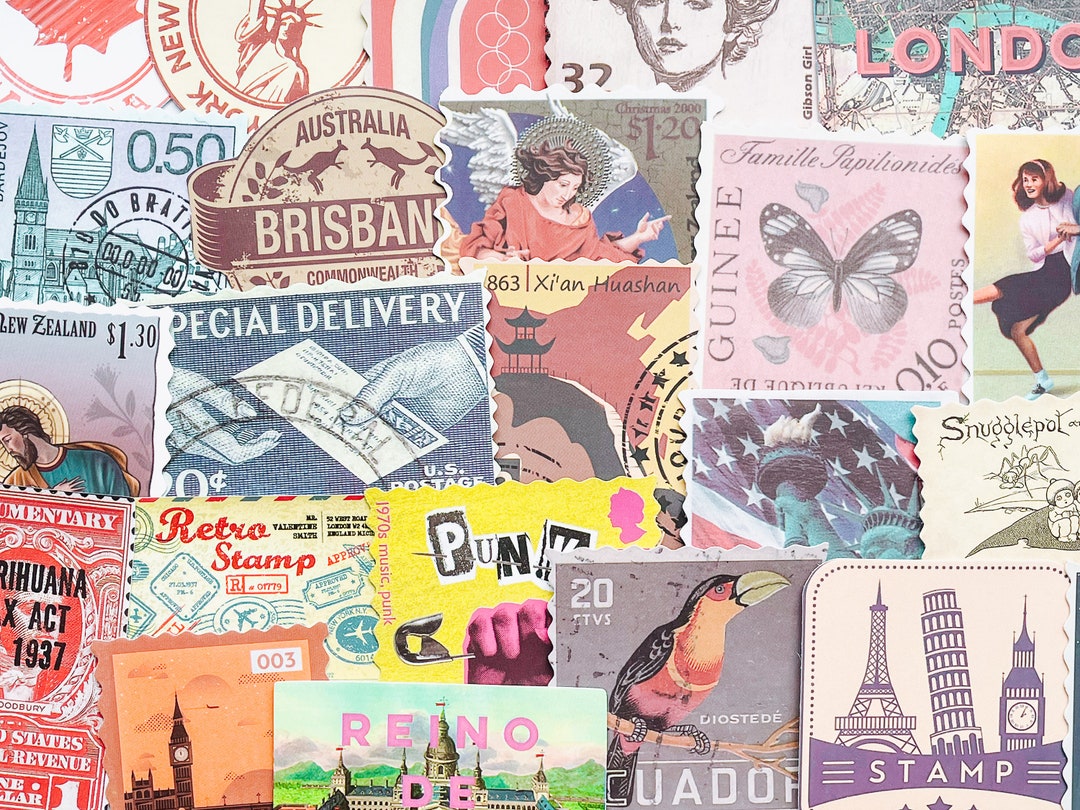 10 Global Postmarks World Stamp Sticker Set Vintage Decals for Travel ...