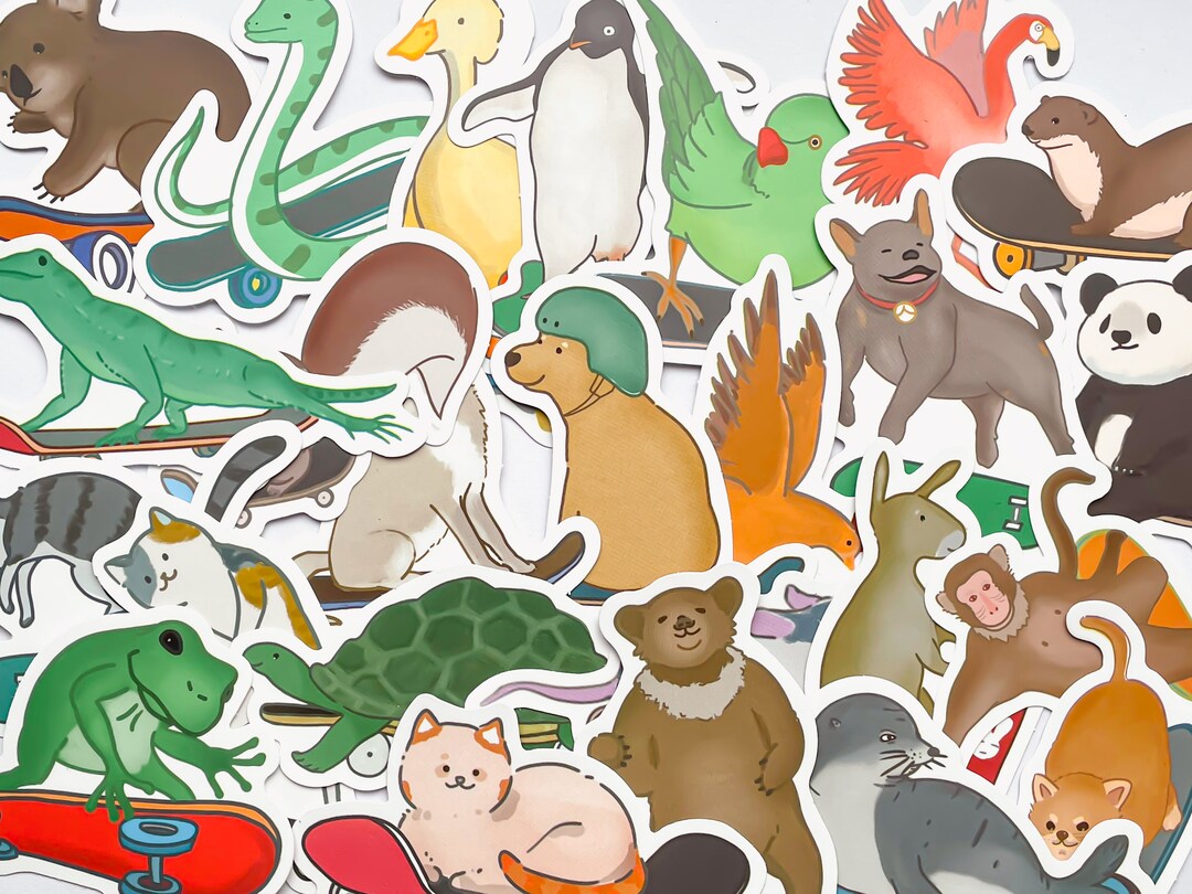 10 Skateboard Safari Animal Sticker Set Wild Decals for Skateboard ...