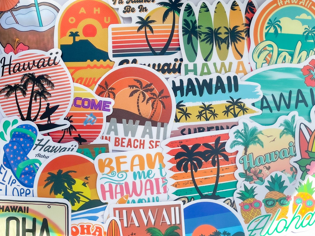 10 Aloha Paradise Hawaii Sticker Set Tropical Decals for Island Vibes ...