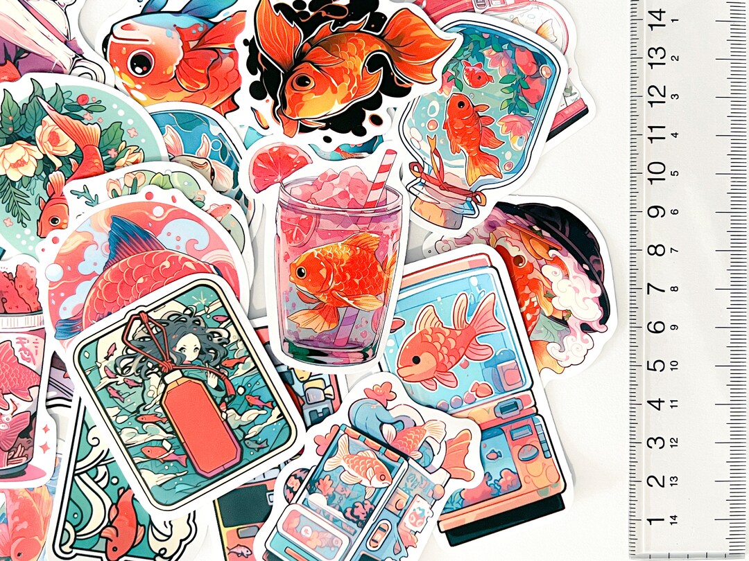 Glimmering Goldfish Sticker Pack - Set of 10 Unique Designs - Decorate ...