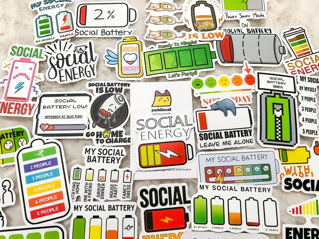 10 Social Battery Energy Sticker - Etsy