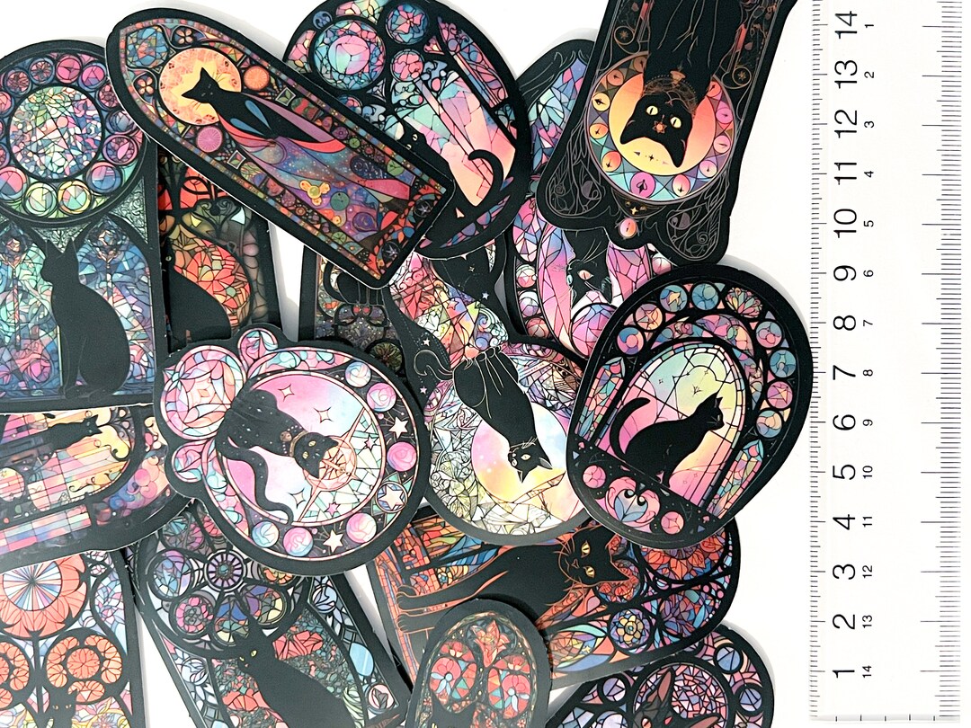 Dark Goth Cat Sticker Set Set of 10 Designs Embrace the Mysterious ...