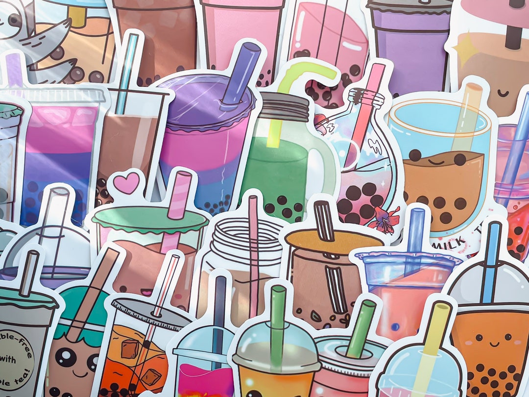 10 Random Cute Bubble Tea Boba Tea Sticker Pack! Waterproof Reusable ...