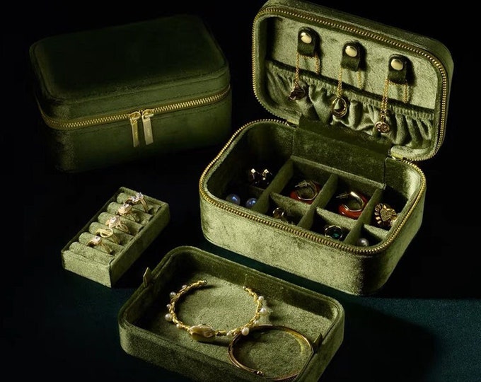 French 19th Century Green Velvet Jewelry Box With Monogram - Etsy