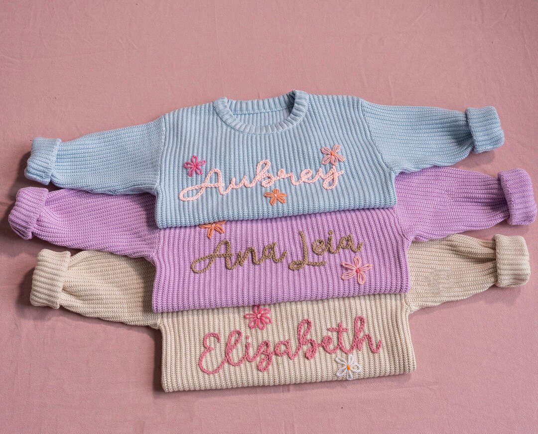 Custom Baby Sweater With Name,personalized Hand-embroidered Name Baby ...