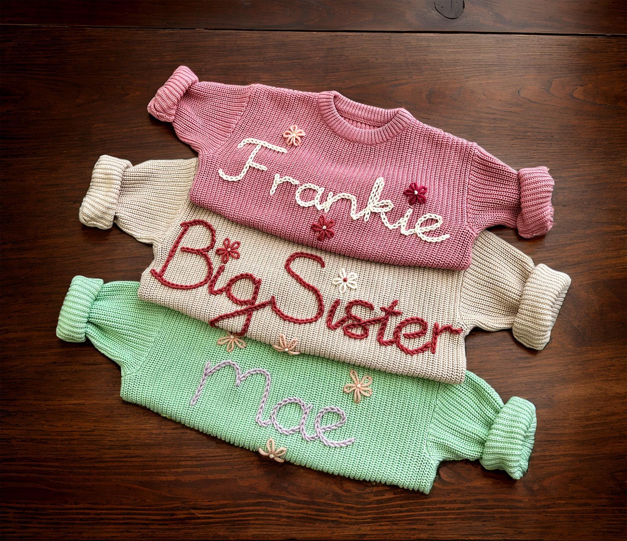 Custom Baby Sweater With Hand-embroidered Name and Monogram,custom Name ...