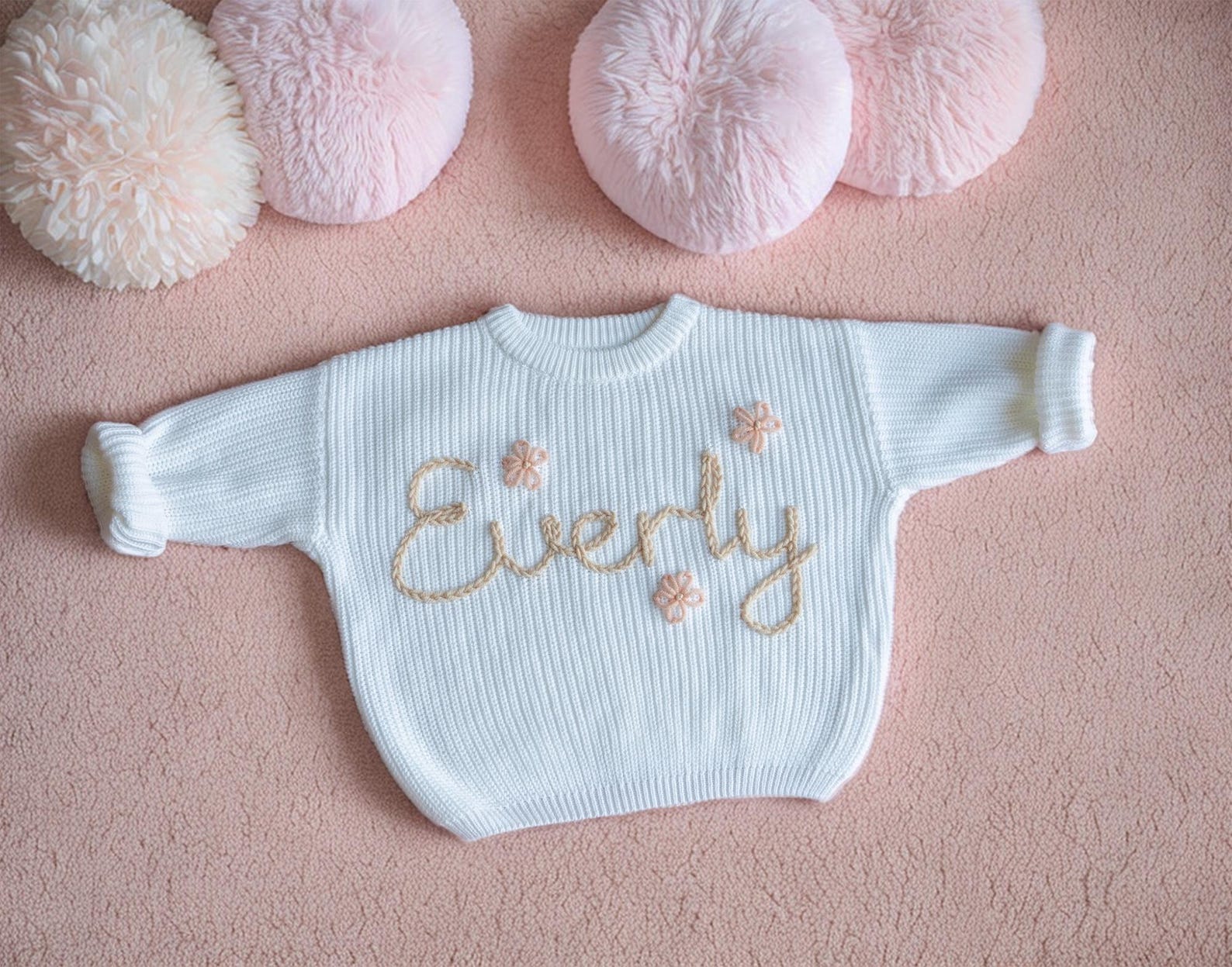 Custom Baby Sweater With Hand-embroidered Name and Monogram,custom Name ...