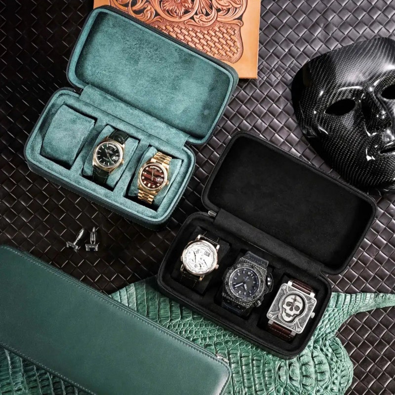 3 Slot Leather Watch Roll - Etsy