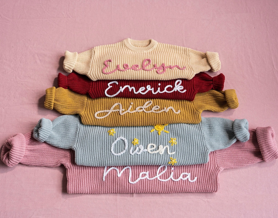 Personalized Baby Sweater With Hand-embroidered Name and Monogram ...