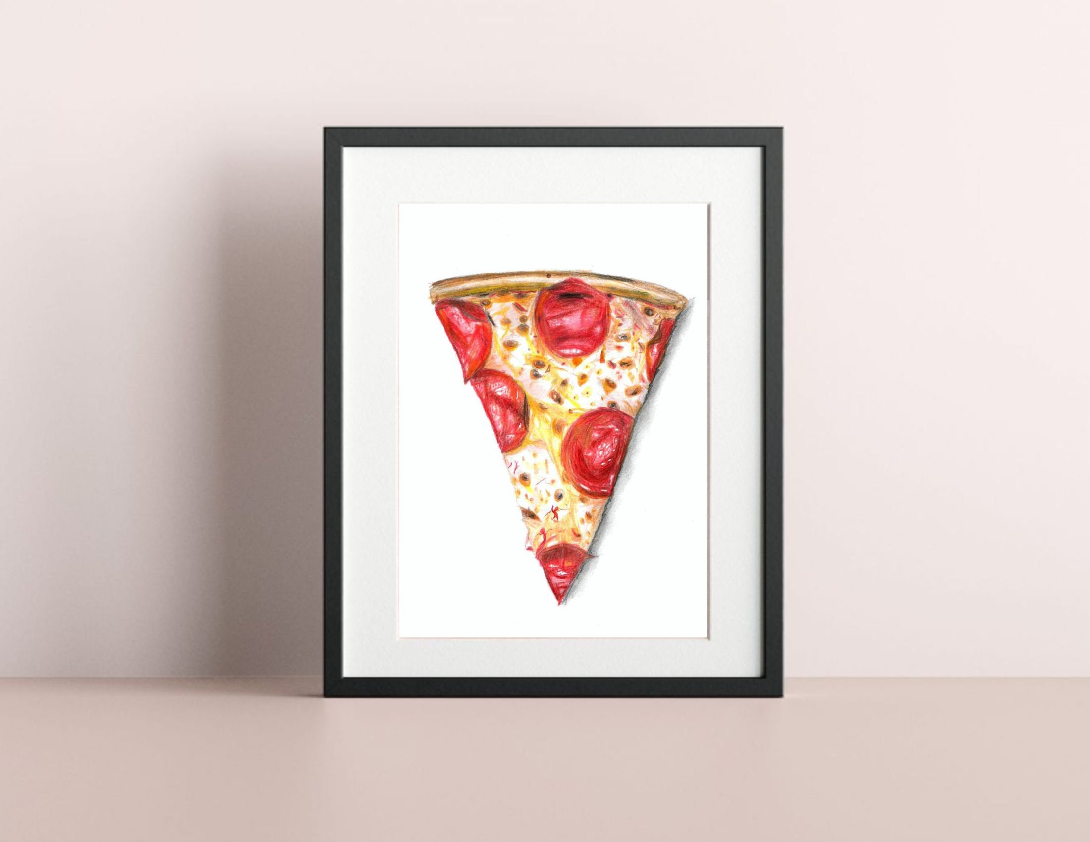 Pizza Colored Pencil Realistic Print Digital Download Printable Food ...
