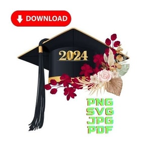 2024 Graduation Cap Png Files for Sublimation, Grad Gift for Her ...