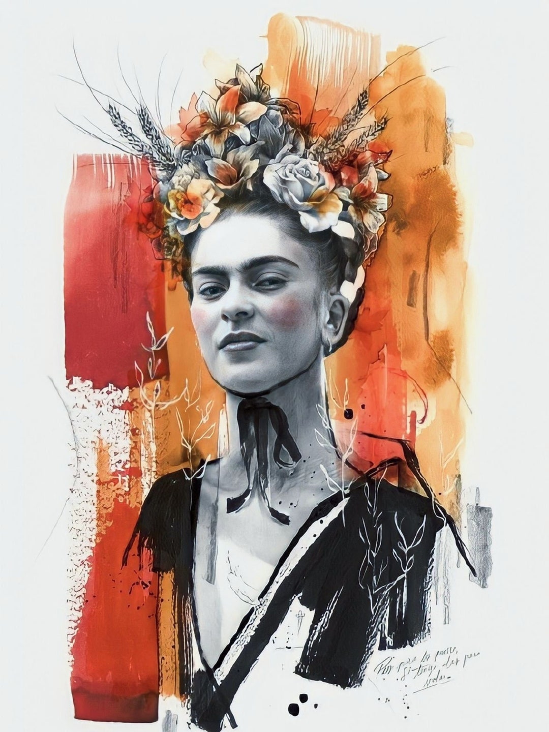 Frida Kahlo Print, Frida Kahlo Portrait, Frida PNG, Frida Kahlo Gift ...