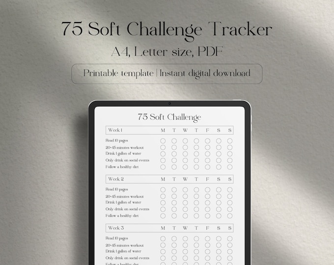 75 Soft Challenge Tracker, 75 Soft Challenge, 75 Day Challenge ...