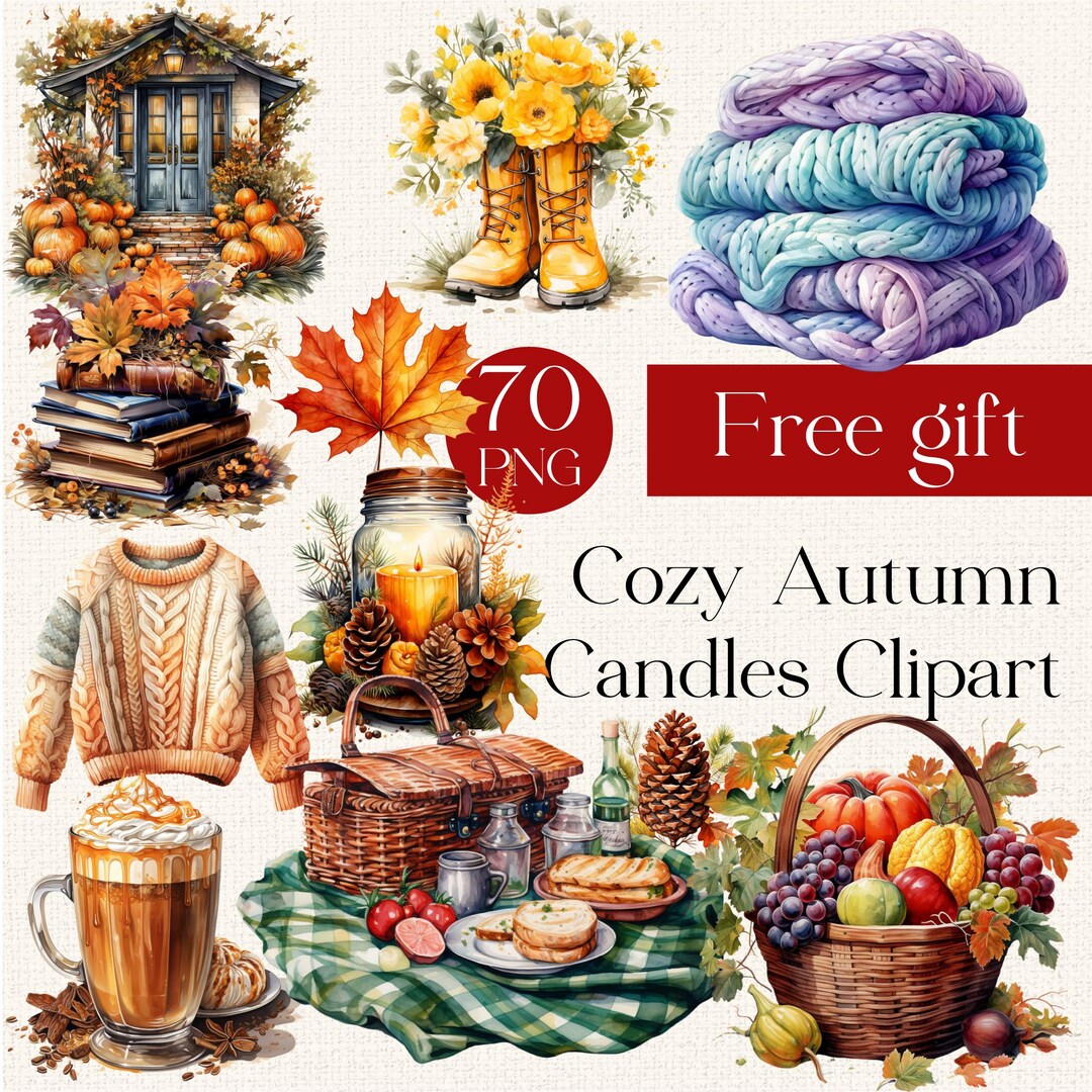 70 Cozy Autumn Clipart Illustrations Set, Autumn Clipart, Fall Clipart ...