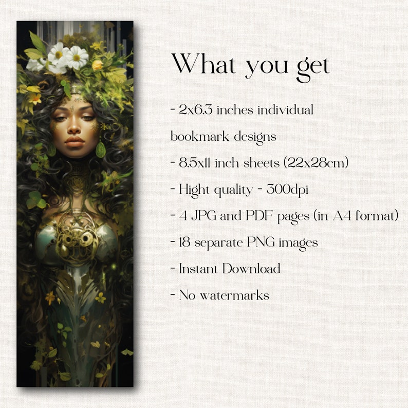 18 Earth Goddess Printable Bookmark Designs, Digital Print Download ...