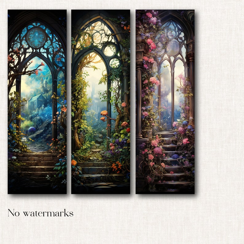 20 Fantasy Windows Printable Bookmark Designs, Digital Print Download ...
