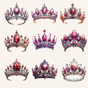 31 Ruby Princess Crown PNG Set, Ruby Tiara Clipart Set, Tiara Clipart ...