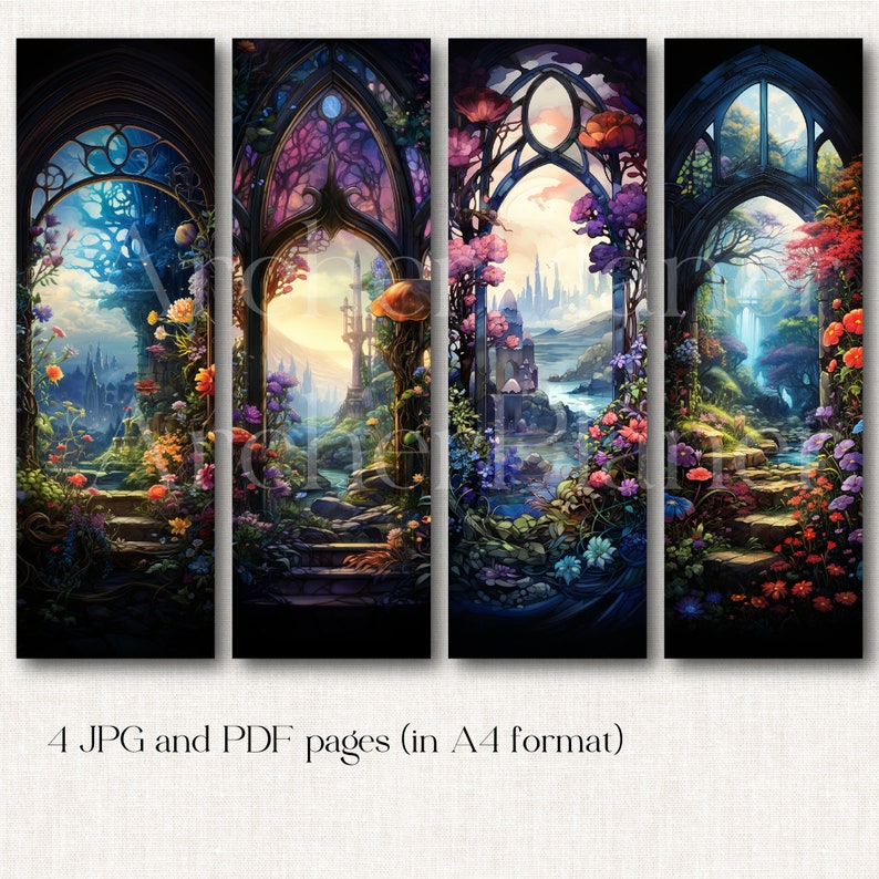 20 Fantasy Windows Printable Bookmark Designs, Digital Print Download ...