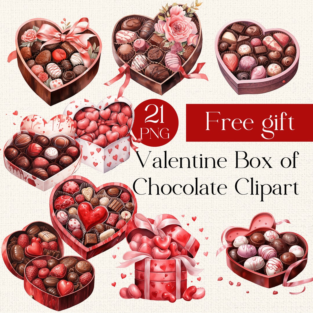Valentine's Day Chocolate Boxes Clipart, Chocolate PNG, Watercolor ...