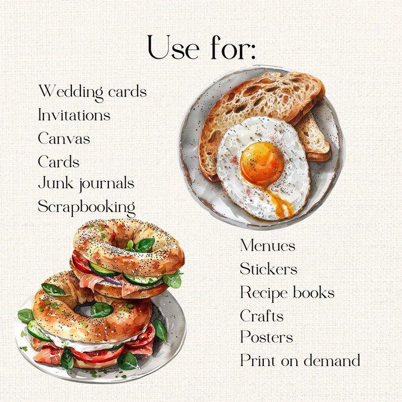 59 Watercolor Breakfast Food Clipart, Scrapbook, Junk Journal, Pancake ...
