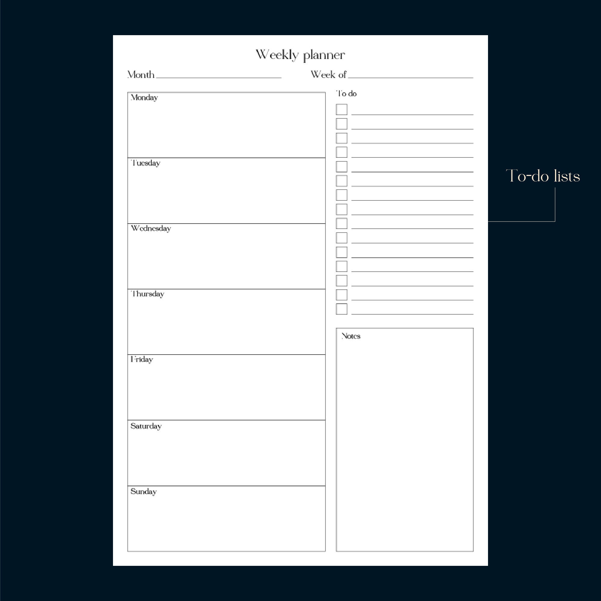 Weekly Printable Fillable Planner Bundle. Monday&sunday - Etsy