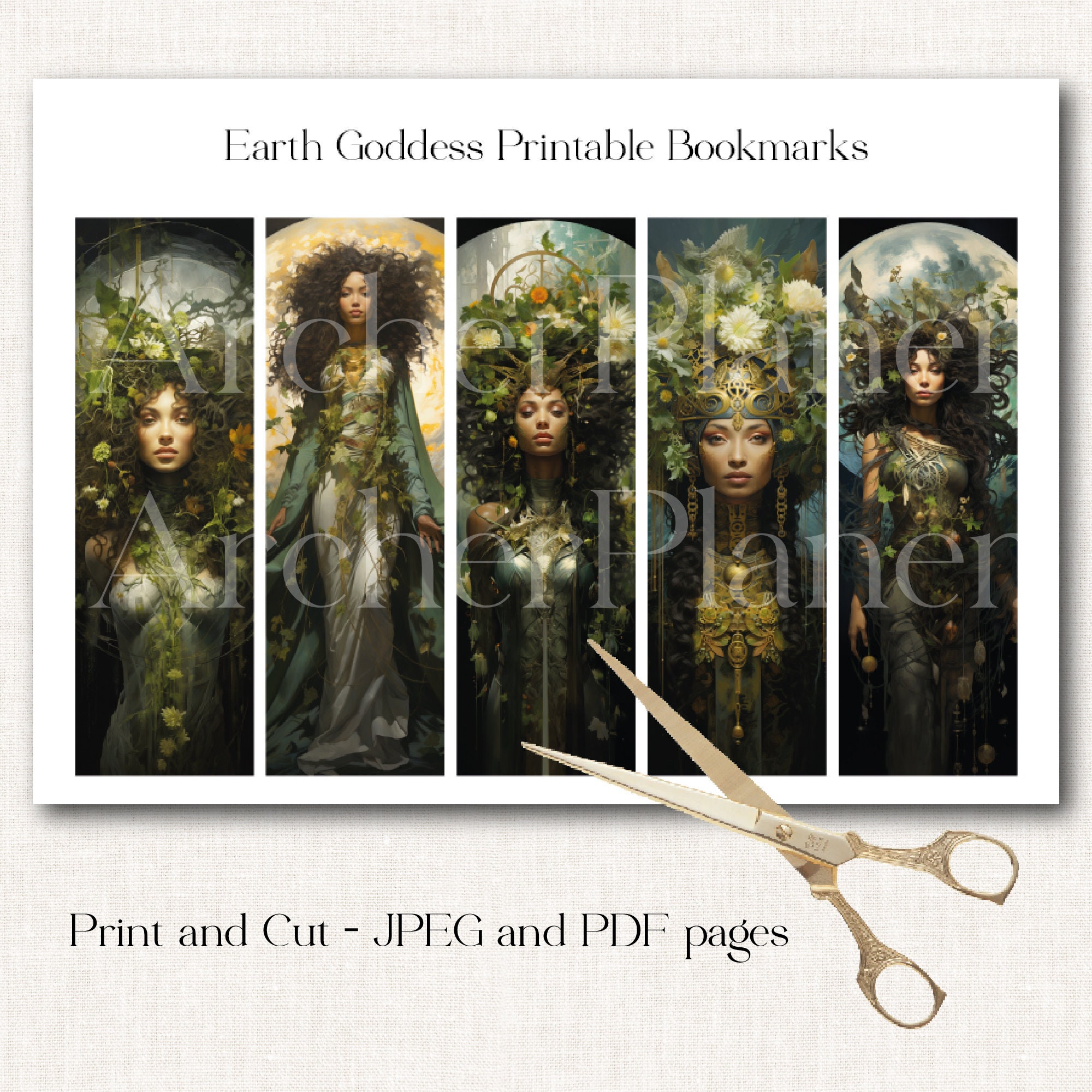 18 Earth Goddess Printable Bookmark Designs, Digital Print Download ...