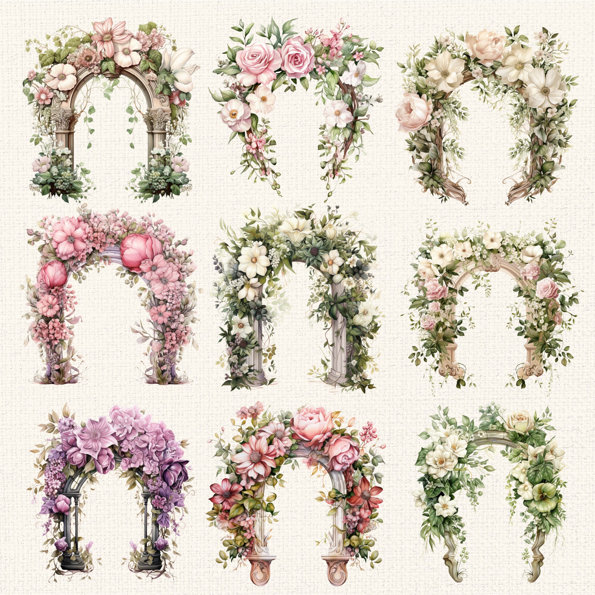41 Watercolor Spring Arches Clipart, Floral Wedding Arch PNG ...