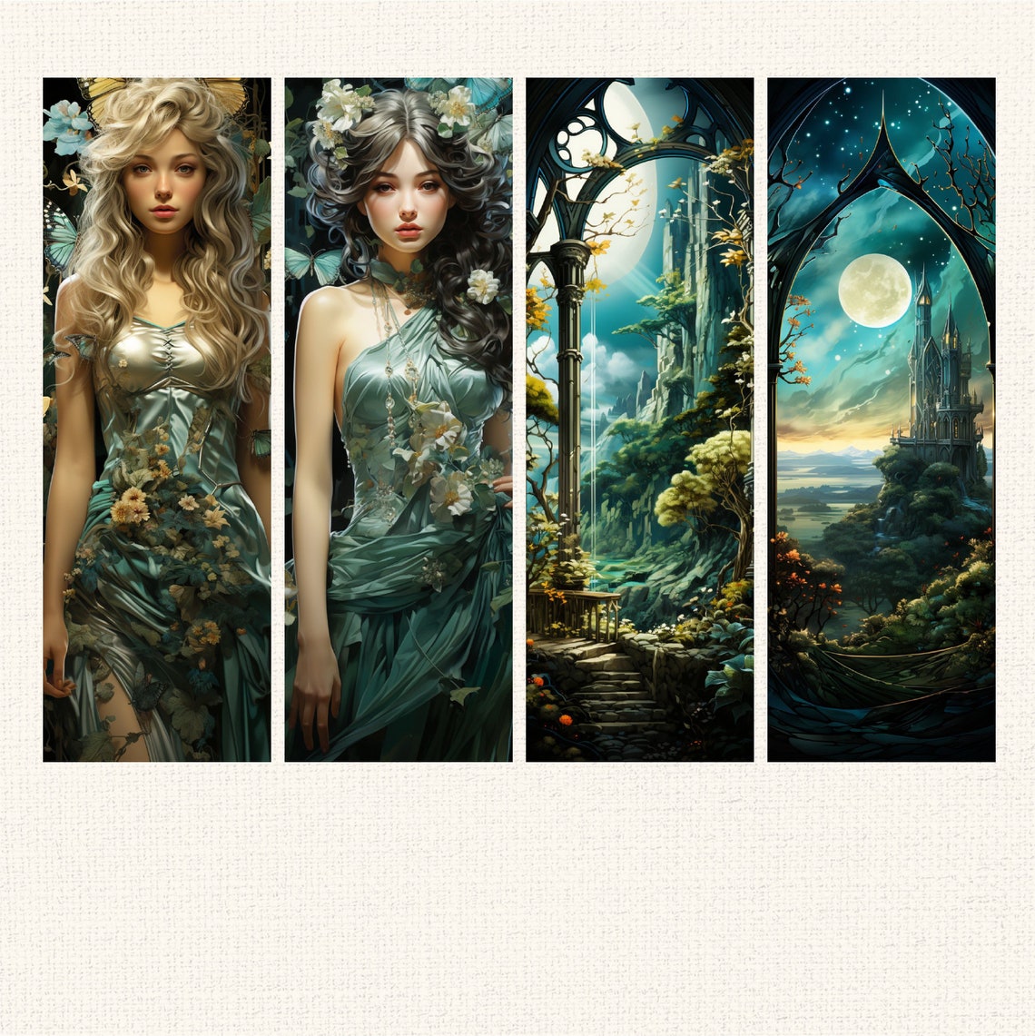 40 Emerald Fantasy Printable Bookmark Designs, Digital Print Download ...