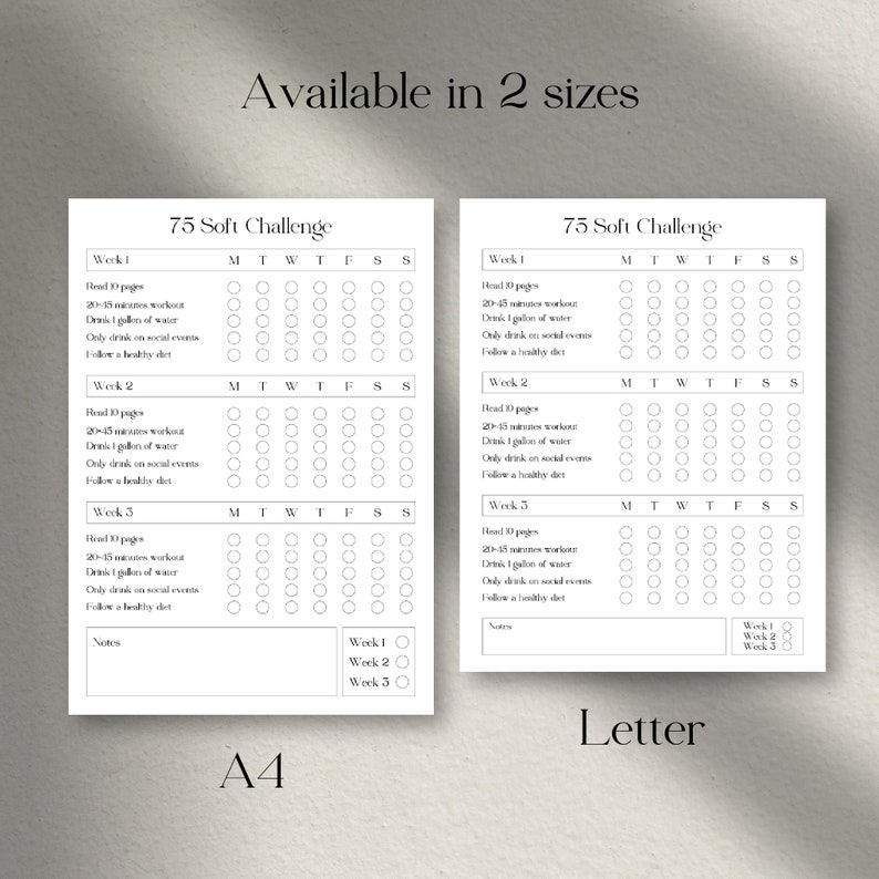 75 Soft Challenge Tracker, 75 Soft Challenge, 75 Day Challenge ...
